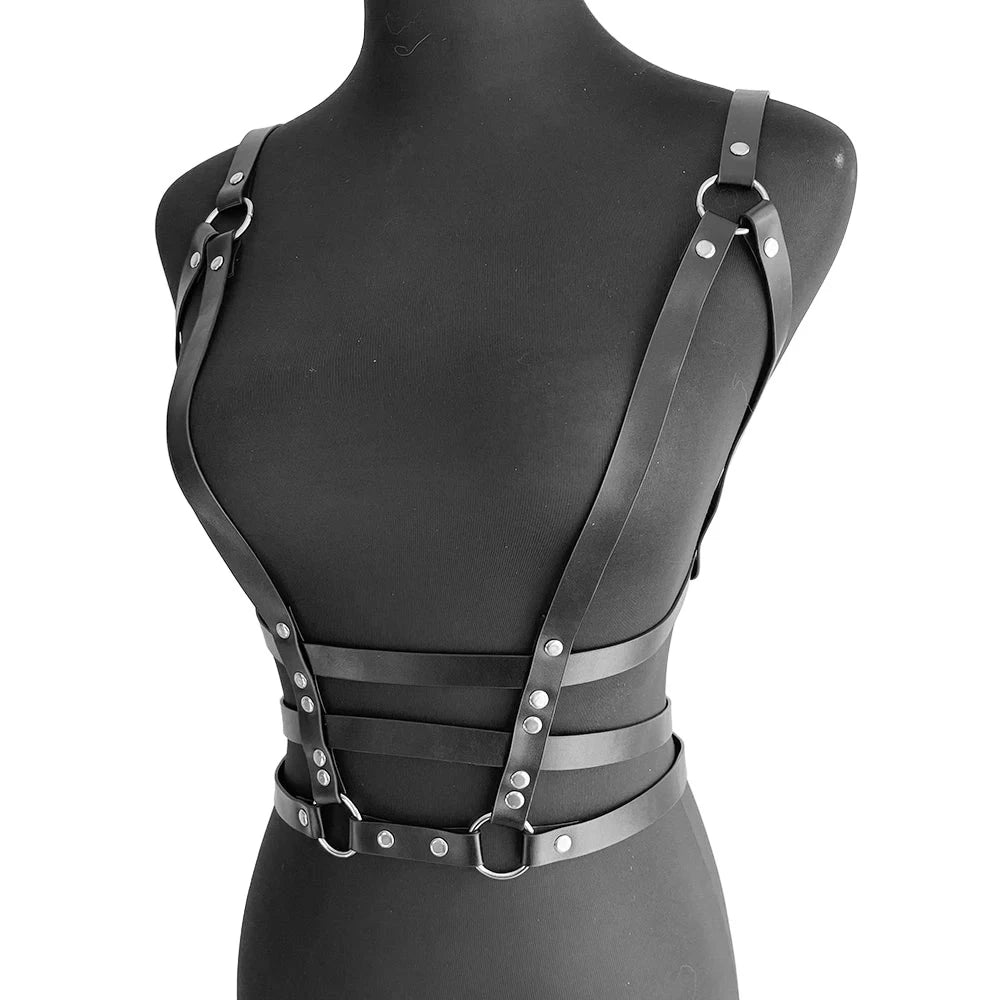 Adjustable Leather Gothic Harness with Straps | Castle Gothic