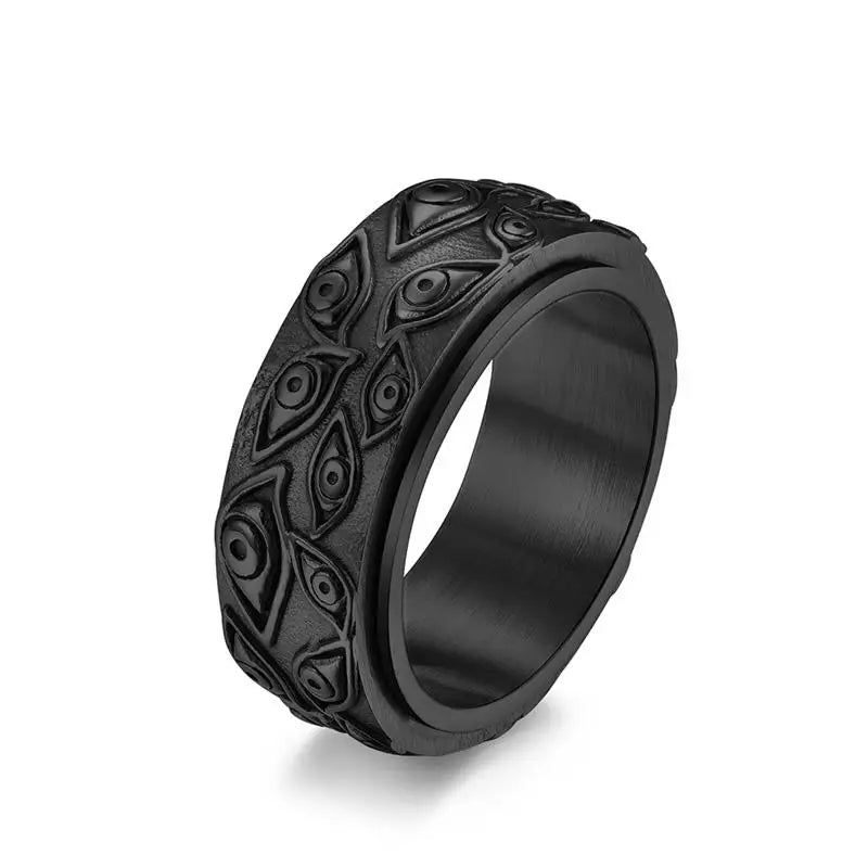 Gothic Ring with Engraved Eyes | Castle Gothic