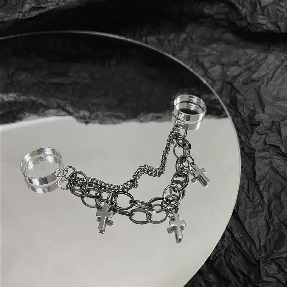 Gothic Finger Chain with Crosses | Castle Gothic