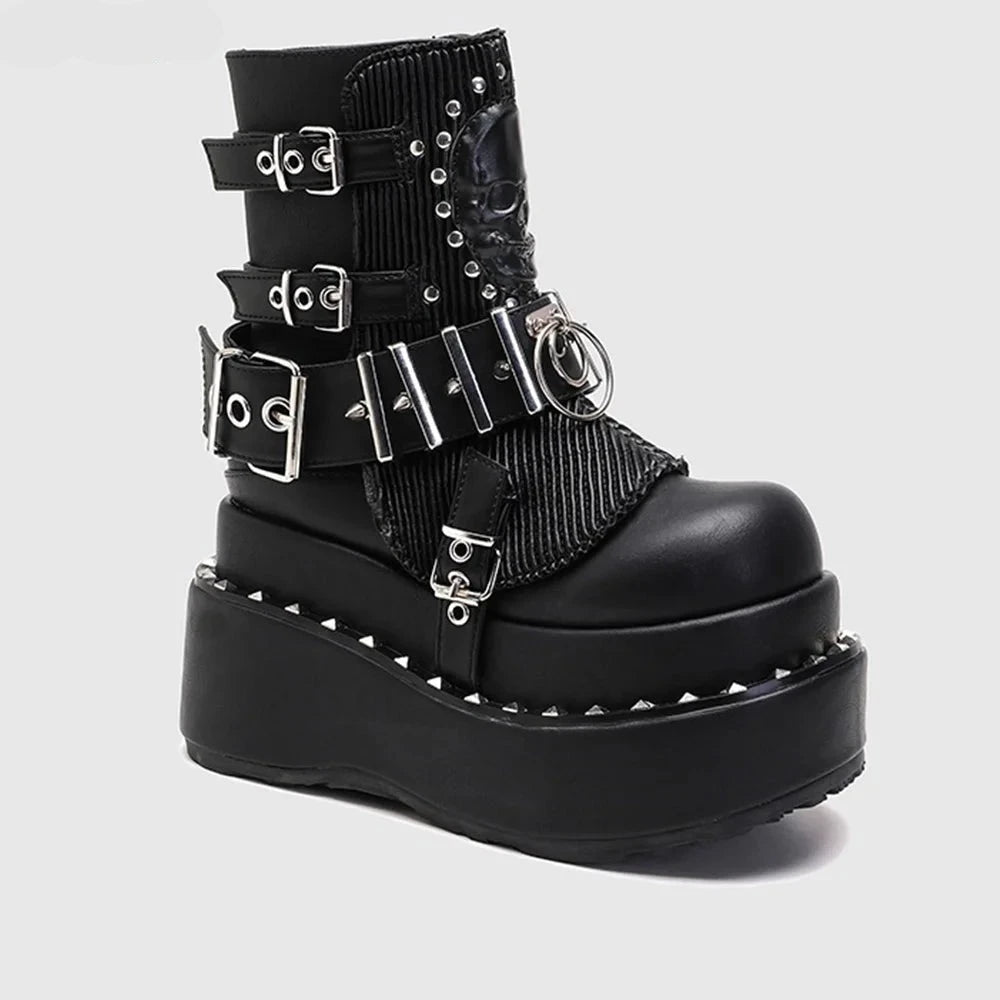 Black Gothic Shoes on a Sole with Straps and Buckles – Castle Gothic