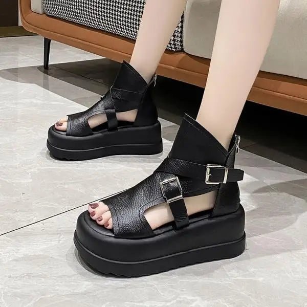 Black Summer Gothic Sandals with Mesh Fastened with Straps – Castle Gothic