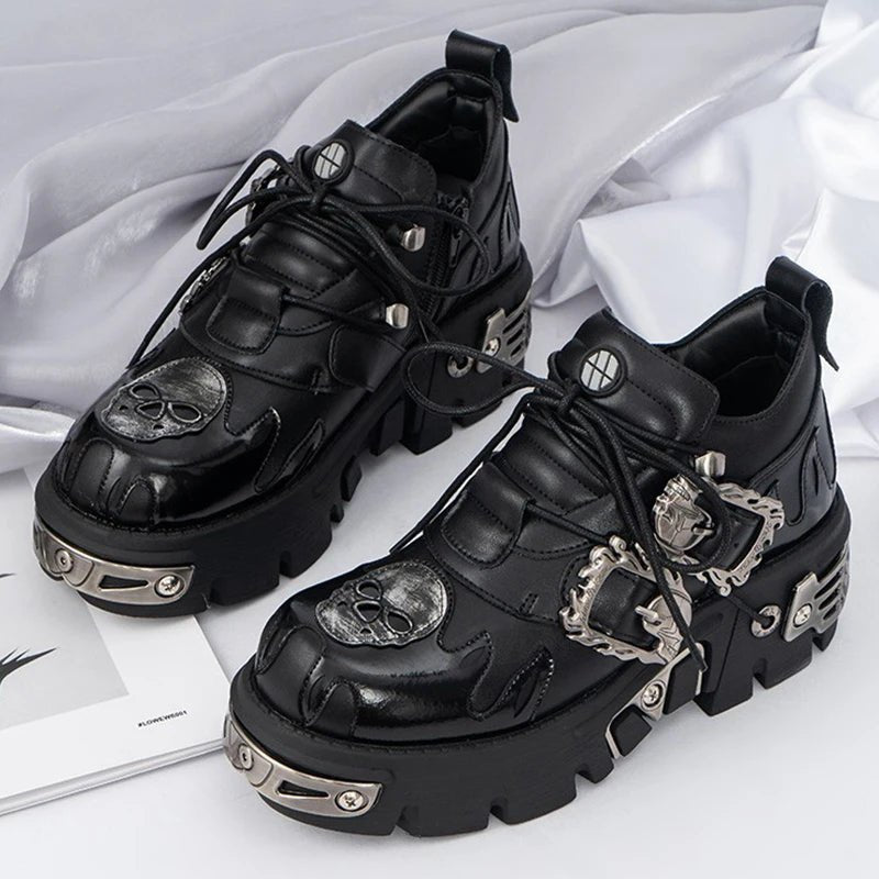 Gothic Platform Shoes with a Skull on the Front – Castle Gothic