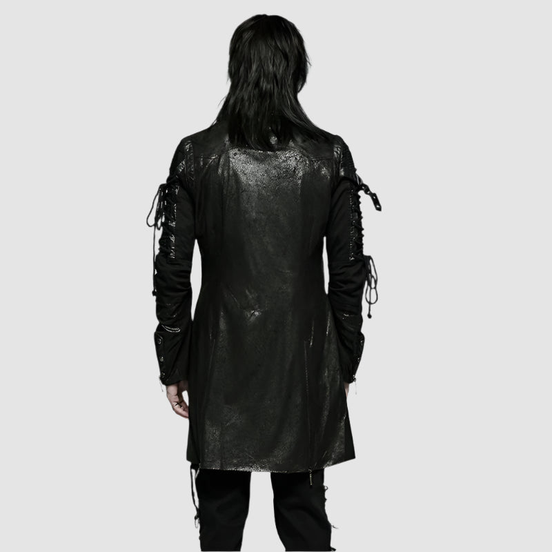 Men's Alternative Coat with Straps and Decorative Lacing | Castle Gothic